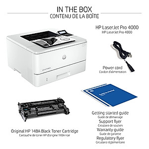 HP Laserjet Pro 4001dn Single-Function Monochrome Laser Printer, White - Print only - Mobile Printing, 42 ppm, 1200 x 1200 dpi, Auto 2-Sided Printing, 8.5 x 14, Ethernet, Hi-Speed USB