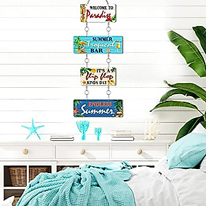 Summer Beach Wall Decor Welcome to Paradise Sign Patio Pool Sign Metal Hanging Tropical Bar Flip Flop Sign Endless Summer Vintage Beach Themed Plaque for Poolside Outdoor Home Decor (Stylish Style)