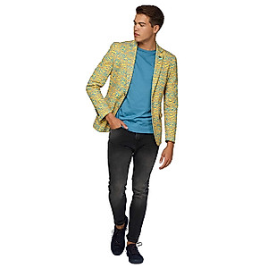 OppoSuits Men's Tall Size Retro-80 Electric Yellow, 80's Animal, 42