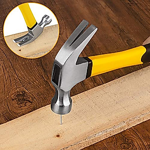 KURUI 16 oz Hammer & 560PCs Hardware Nail Assortment Kit,Claw Hammer Set with Anti-Slip Handle, Anti-Corrosive Galvanized 280 Picture Hanging Nails & 280 Finishing Nails for Household and DIY