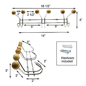 EVIDECO Wall Mounted Coat Rack 6 Hooks Chrome for Towel Hat Entryway