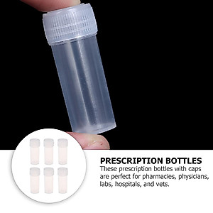 Hemobllo Medication Vials 5ml Plastic Bottles Small Vials Empty Sample Containers with Screw Caps Containers for All Your Pills, Tablets or Supplements (Transparent)
