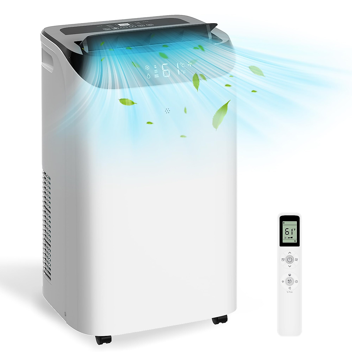 14,000 BTU Portable Air Conditioner Cools Up to 700 Sq.Ft, 3-IN-1 Quiet Portable AC Unit with Remote Control & Installation Kits for Large Room, Campervan, Office, Temporary Space
