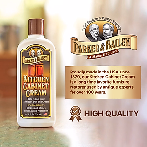 PARKER & BAILEY KITCHEN CABINET CREAM - Multi-surface Wood Cleaner and Polish Furniture Quick Shine Restorer Protector Cabinets Surface Cleaner House Cleaning Supplies Home Improvement
