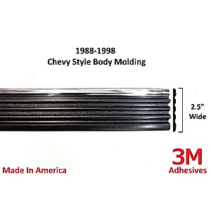 Automotive Authority Replacement Chrome Side Body Trim Molding for 1988-1998 Chevy GMC Tahoe Suburban Silverado Pickup Truck - 2.5" (Half Roll - 160")