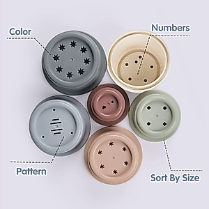 SKYWHALE Baby Soft Building Blocks 6 12 18 Months, 21pcs Toddler Stacking Sensory Learning Education Toys, Infant Rubber Silicone Teething Squeezing Block Gift for Boys Girls