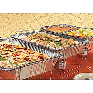 Tiger Chef Full Size Chrome Wire Frame Chafer Stand Steam Table Buffet Chafer Food Warmer Rack Chafing Dish Food Warmer Stand for Chafing Dishes Stand - Full Size (6 Pack)