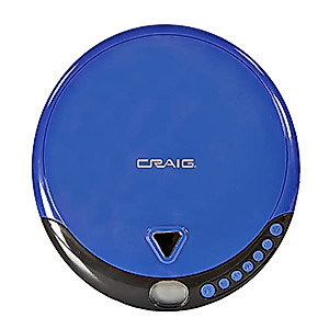 Craig CD2808-BL Personal CD Player with Headphones in Blue and Black | Portable and Programmable CD Player | CD/CD-R Compatible | Random and Repeat Playback Modes |