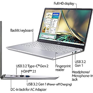 Acer 2023 Newest Swift X Laptop, 14" FHD Display, AMD Ryzen 7 5825U Processor, NVIDIA RTX 3050 Ti, 16GB RAM, 1TB SSD, 13 H of Use, Fingerprint Reader, Wi-Fi 6, Backlit KB, Thin & Light, Windows 11