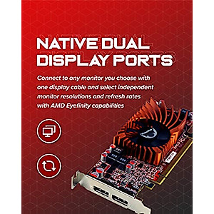 VisionTek Radeon 7750 2GB GDDR5 SFF Graphics Card, 4k 2 DisplayPort 1.2, PCIe, 7.1 Surround Sound, Full-Height Bracket - 900942