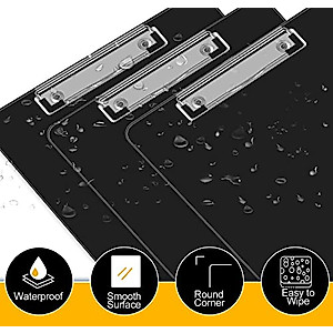 Clipboards, HERKKA 25 Pack Plastic Office Clipboards, Black Color Plastic Clipboards, Low Profile Clip Standard A4 Letter Size, Size 12.5 x 9 Inch