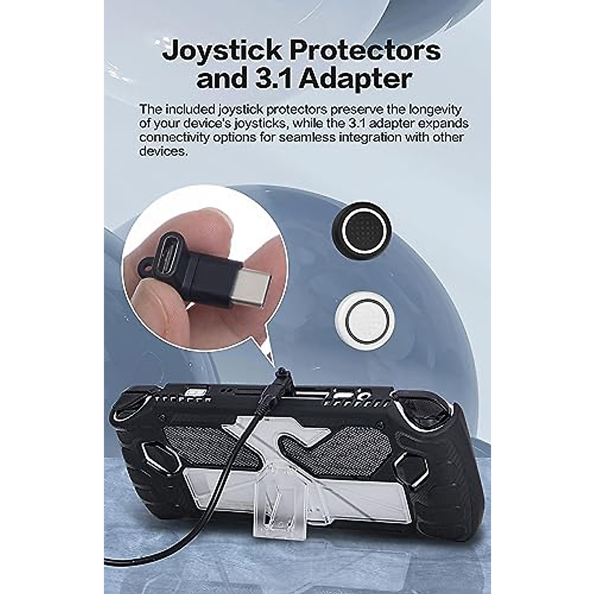 Protective Case for ASUS ROG Ally, TPU Case for ASUS ROG Ally with Kickstand, Included 2 ASUS ROG Ally Tempered Glass Screen Protector, Dustproof Nets, Joystick Protectors and 3.1 Adapter - Black