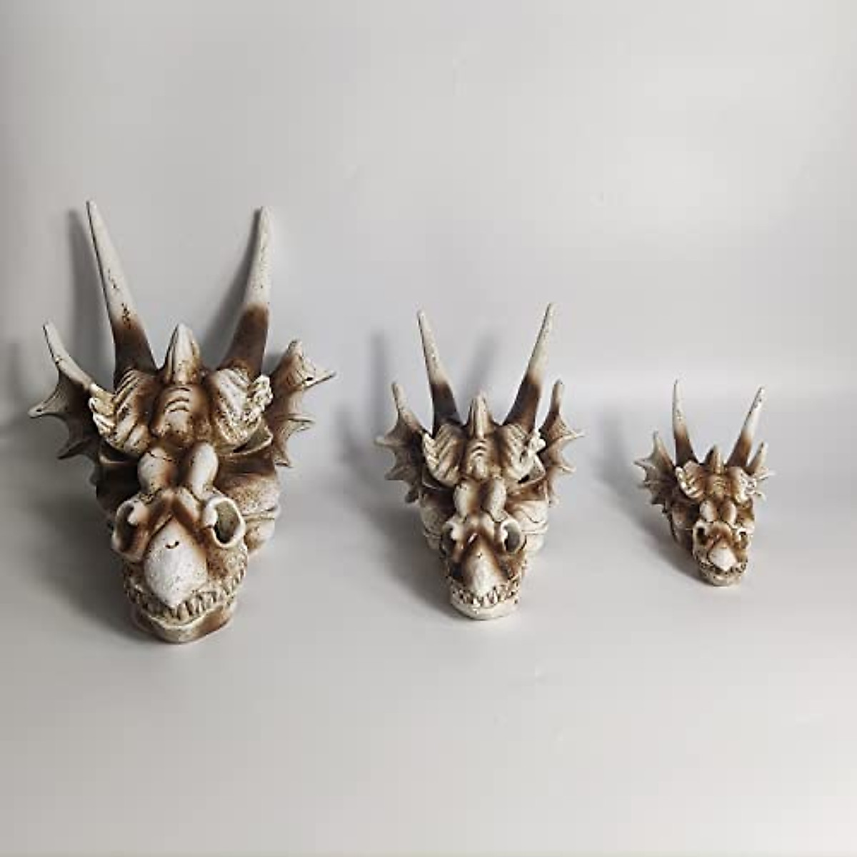 AzjioLi Aquarium and Fish-Tank Decorations Reptile-Hide Terrarium-Décor - Dragon Imitation Skull Model(Medium)