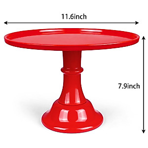 KLASKWARE Round Cake Stand 11" Melamine Cake Display Stand Dessert Cupcake Display Tray for Graduation,Wedding,Birthday,Party,Baby Shower,Anniversary,Ceremony,Christmas (Red