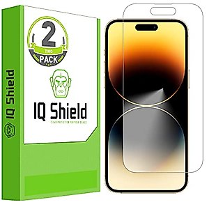 IQShield Screen Protector Compatible with Apple iPhone 14 Pro Max (6.7 inch)(2-Pack) Anti-Bubble Clear TPU Film