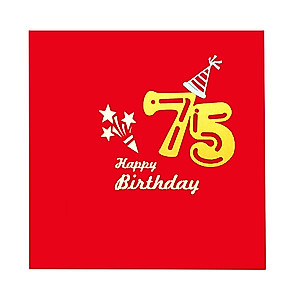 iGifts And Cards Happy 75th Red Birthday Party Box 3D Pop Up Greeting Card – Seventy-Five, Awesome, Balloons, Unique, Celebration, Feliz Cumpleaños, Fun, Mom, Dad