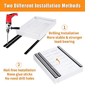 Pull Out Cabinet Organizer, Expandable(12.4"-20.5") Pull Out Drawers for Cabinets Slide Out Drawers for Kitchen Cabinets with Adhesive Nano Film Mounting Adjustable for Kitchen, Pantry (White)