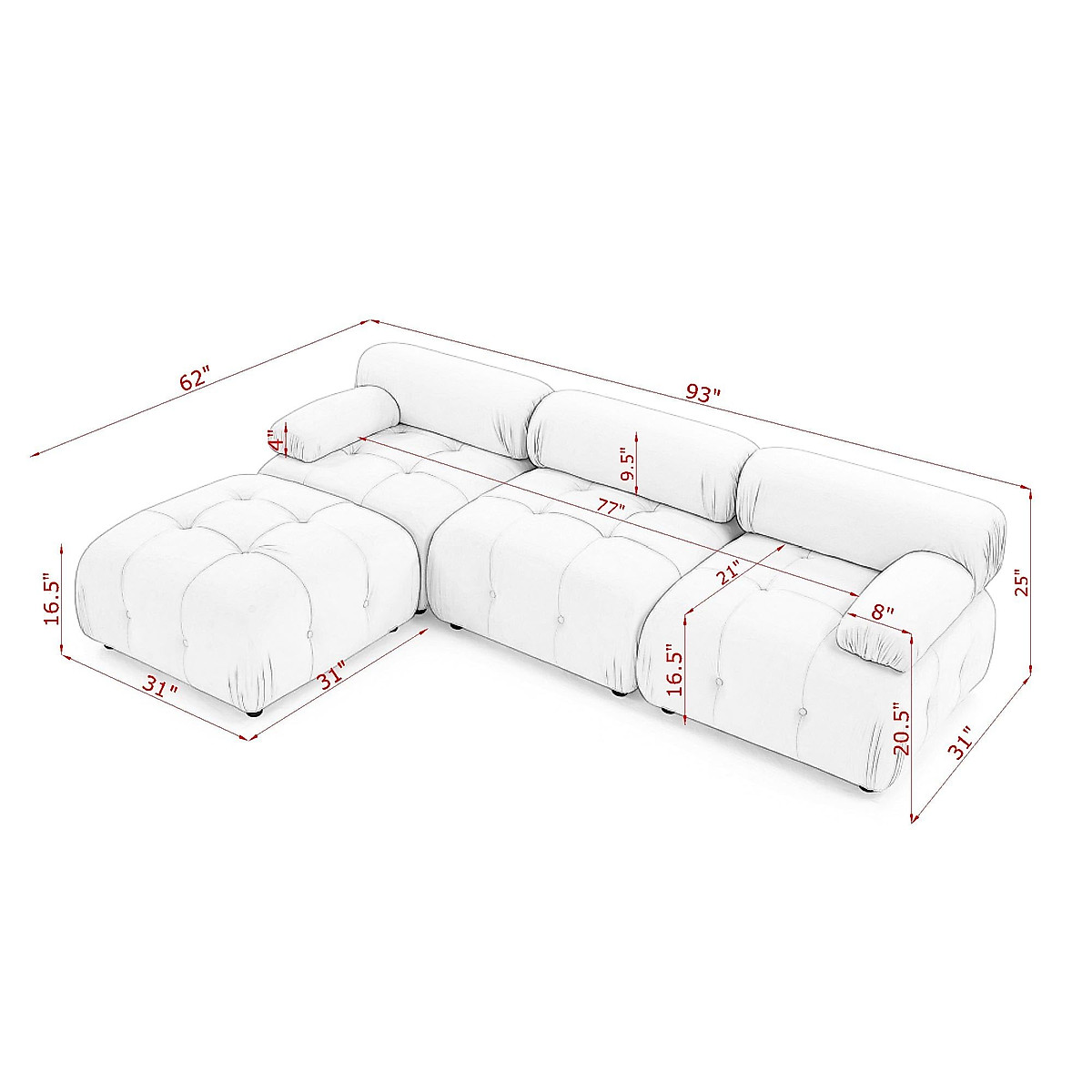 Button Tufted Oversized Modular Sectional Sofa with Movable Ottoman,Comfy Velvet Fabric Extra Large L Shaped Couch with Armrest,4 Seat Free Combination Sofa&Couches Living Room Furniture Sets