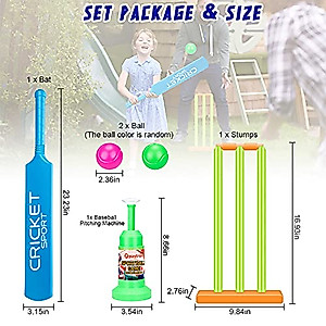Kids Cricket Set Kids Plastic Cricket Bat Ball Stumps Set ABS Plastic Cricket Bat Set Cricket Bat and Ball Beach Wicket Stand Kit for Children Parent-Child Sports Game Gift for Boys and Girls 6-10
