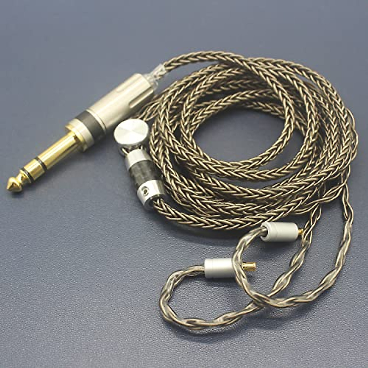 Youkamoo 6.35mm 8 Core Silver Plated Braided Earphone Replacement Upgrade Cable Silver Plated Wire Earphone Cable for ATH-LS50 E40 E50 E70 A2DC