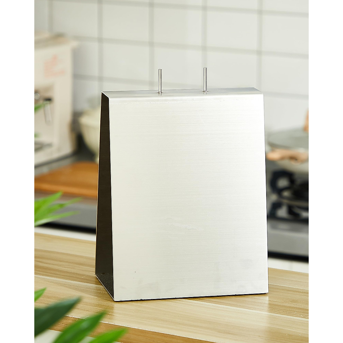 Blulu 2 Pcs Stainless Steel Deli Bag Dispenser Heavy Duty Sandwich Bag Holder Grocery Bag Stand for Retail Store Home Restaurant Kitchen , 11.5''H x 9''L x 6''D