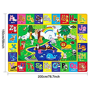 LTKOUGFAM Kids Play Rug for Baby Floor Mats for Kids Baby Play Mat ABC Educational Rug for Kids Room Non Slip Area Rug, Kids Rugs for Playroom Classroom (78.7X59 INCH)