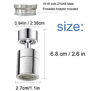 2 Pcs Faucet Aerator, 360° Swivel Kitchen Sink Faucet Aerator, Big Angle Twist, Dual-function 2-Flow Sprayer Faucet Head, Sink Sprayer Attachement, Faucet Replacement Part 55/64'', Chrome