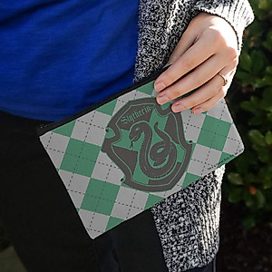 Harry Potter Slytherin Plaid Sigil Pencil Pen Organizer Zipper Pouch Case