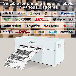 Quxas USB Thermal ShippingJK-402A Label Printer 4X6 Lable Inkless Printer Compatible with Windows and Mac, Used for Ebay, Amazon, Shopify, Etsy, USPS