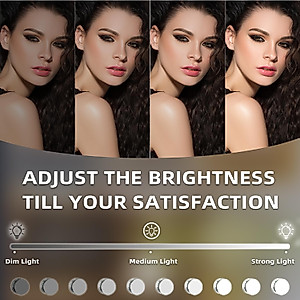 FENCHILIN Hollywood Mirror with Light Lighted Makeup Mirror Vanity Makeup Mirror Smart Touch Control 3 Colors Dimable Light Detachable 10X Magnification 360°Rotation(Black)