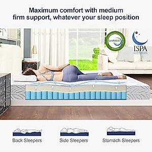 Full Size 12 Inch Cooling Gel Memory Foam Mattress in Box for Back Pain Relief, Supportive Pressure Relief, CertiPUR-US Certified, Made in USA, Medium Firm Feel with Fiberglass Free (12''Full)