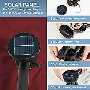 SERWALL 10FT LED Offset Patio Umbrella, Solar Light Cantilever Umbrella, Market Outdoor Hanging Deck Umbrella for Pool, Yard, Garden (Red)