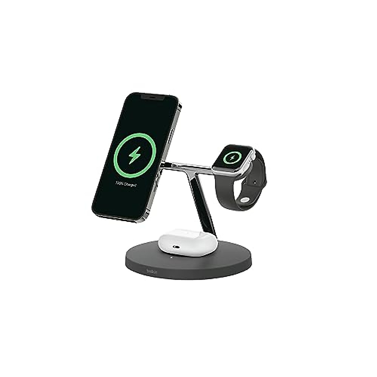 Belkin MagSafe 3-in-1 Wireless Charging Stand (Older 2021 Release) for Apple Watch, iPhone Series, AirPods - Black