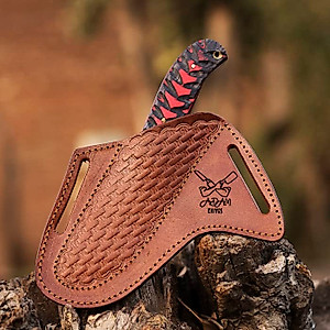 ADAM KNIVES Leather Knife Sheath For Belt, Slanted Pancake Sheath, Tooled Leather Sheath, Beautiful Cow Boy Bull Cutter Knife Leather Cover 100% Real Leather (Leather)