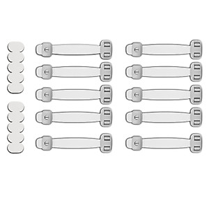 Baby Proofing Cabinet Lock,10 Pack Child Safety Latches Lock Multi-Purpose for Fridge,Furniture, Kitchen, Ovens, Toilet Seats (with 10 Extra Strong Adhesives) No Screws & Magnets Required