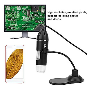 Velaurs USB Digital Microscope, Convenient 50X-1000X High Resolution 8 LED Lights Microscope for Archaeological Research for Biological Research
