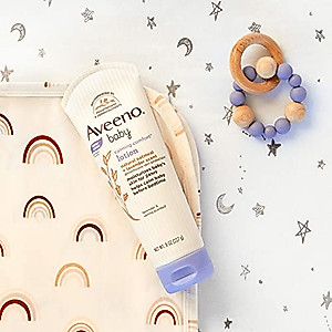 Aveeno Baby Calming Comfort Moisturizing Lotion with Relaxing Lavender & Vanilla Scents, Non-Greasy Body Lotion with Natural Oatmeal & Dimethicone, Paraben- & Phthalate-Free, 8 fl. oz