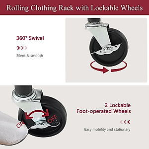 Tajsoon Rolling Clothing Racks For Hanging Clothes Z Rack Hold 230LBS Industrial Clothing Rack with Wheels Lockable, Heavy Duty Garment Rack Clothes Hanging Rack for Storage and Organization, Black