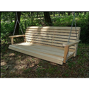 Ecommersify Inc 5 Five Feet Ft Made in The USA Rot Resistant Cypress Lumber Roll Back Porch Swing with Swing-Mate™ Comfort Springs