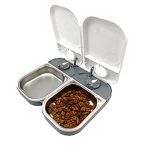 Bundle of Cat Mate C200 Automatic 2 Meal Pet Feeder, 2X Stainless Steel Bowl Inserts, and Extra Cat Mate Ice Pack