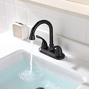 PARLOS Double-Handle Lavatory Faucet with Metal Drain Assembly and Supply Hose Lead-Free cUPC Bathroom Faucet Mixer Two-Handle Lavatory Vanity Utility Laundry Faucet Oil Rubbed Bronze, 13592