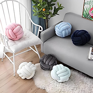 KEBAIHUA Knot Ball Pillows, Round Throw Pillow Cushion Home Decoration Soft Plush Pillow, Throw Knotted Ball Pillow Handmade Children Room Decoration Round Plush Toy Pillow (Dark Grey,8.5"/22cm)