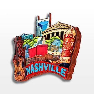 Nashville Tennessee USA America Fridge Magnet Wooden Collection 3D Wood Handmade Travel City Souvenirs Refrigerator Magnet Home Decoration Gift -183