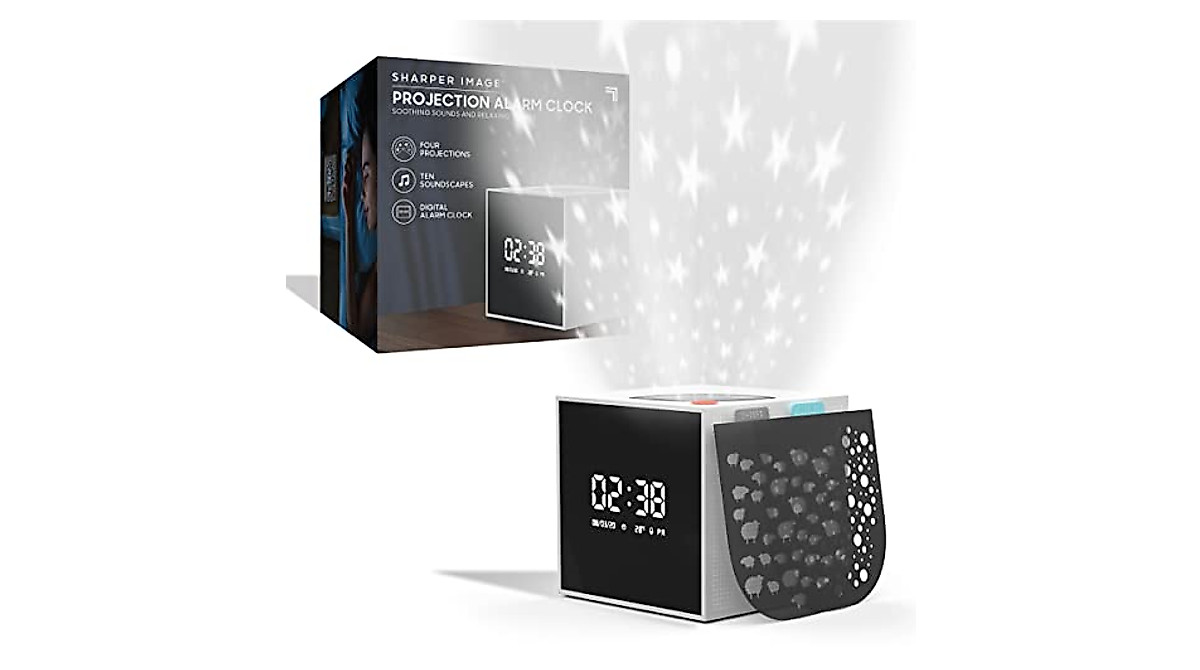 Sharper Image Projection Alarm Clock - Soothing Sounds & Lights