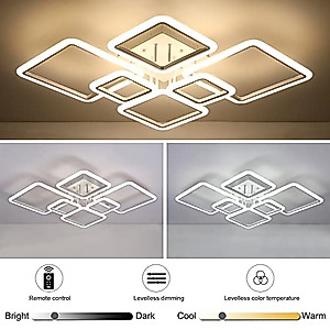 JULINSHUN Modern LED Ceiling Light,95W Remote Control Dimmable Ceiling Lamps,6 Rings White Modern LED Ceiling Light for Living Room, Bedroom, Study, Office