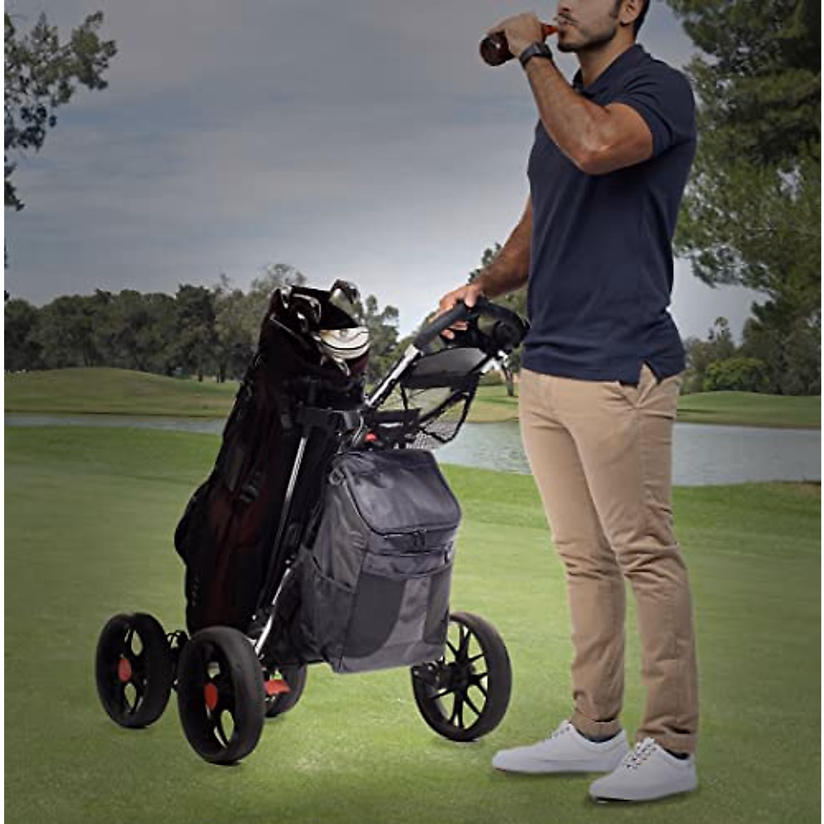 Athletico Golf Cooler Backpack - Soft Sided Insulated Cooler Bag Holds a 12 Pack of Cans or Two Wine Bottles (Black)