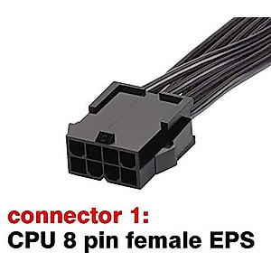 TeamProfitcom CPU 8 Pin Power Extension Cable ATX CPU 8 Pin Female to 8(4+4) Pin Male EPS Extension Cable for Motherboard (Not PCI-e VGA) 12 Inches (2 Pack)