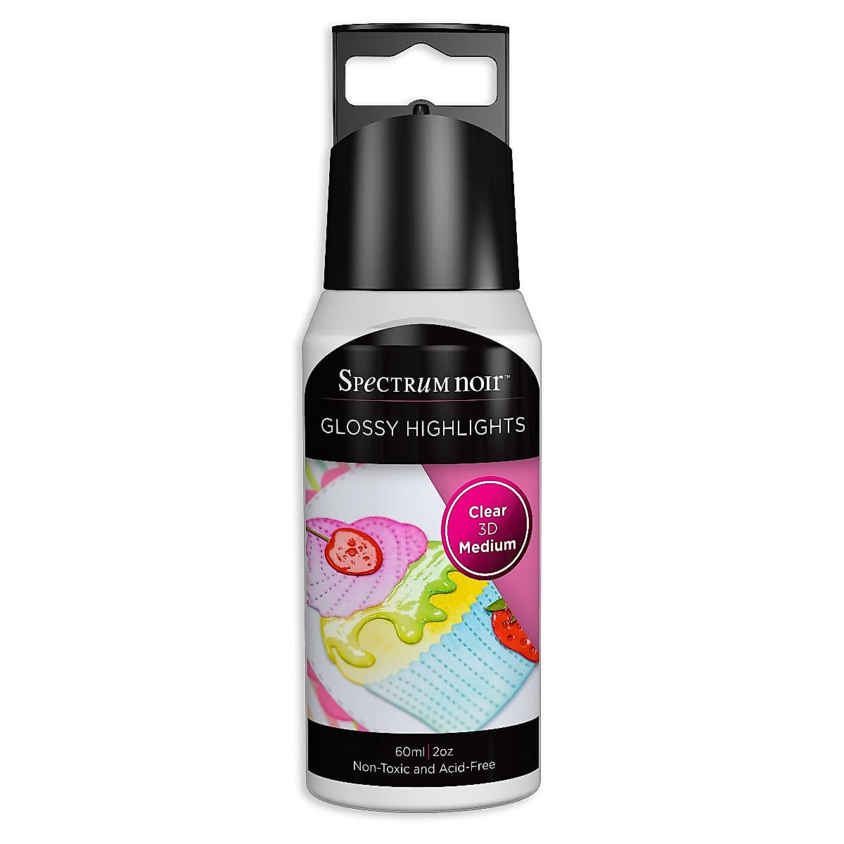 Spectrum Noir SN-GLHI-CL60 Glossy Highlights Clear 3D Medium-Dries to A Hard, Protective Finish-60ml Bottle