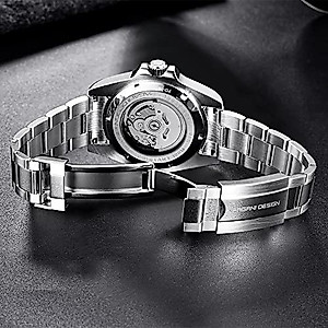 Mens Watches Pagani Design 1651 Wrist Watch for Men Automatic Mechanical NH35 Movement 100M Water Resistant Sapphire Glass Ceramic Bezel Stainless Steel Watch (White Grey)