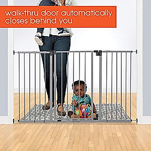 Summer Infant Secure Space Extra-Wide Safety Gate, 28.5 - 52 Inch Wide, for Doorways & Stairways, Auto-Close & Hold-Open, Grey, Slate